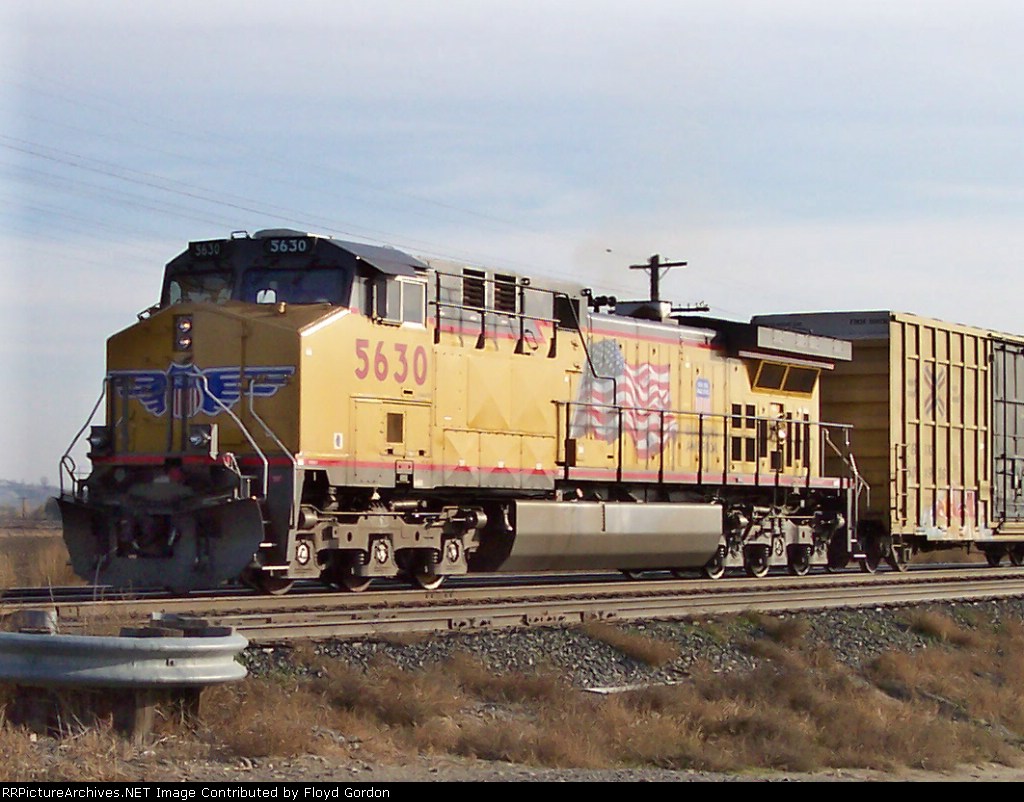 UP 5630 is trailing unit on UP Mixed freight